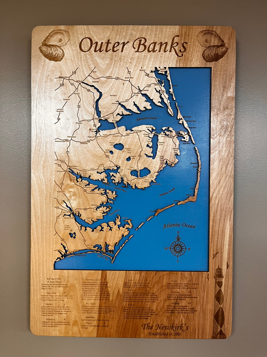 Outer Banks Wooden Maps| Personal Handcrafted Displays