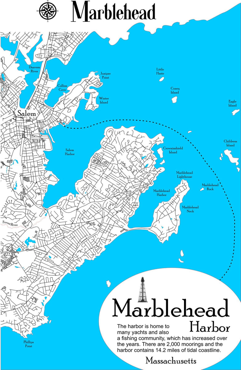 Marblehead Massachusetts Coastal Map - laser cut wood map| Personal ...