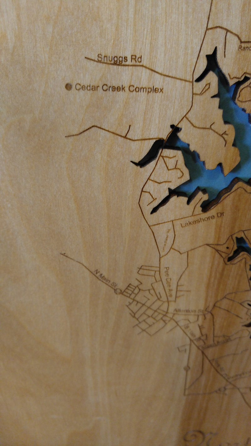 Lake Tillery, North Carolina - Wood Cut Laser Map| Personal Handcrafted ...