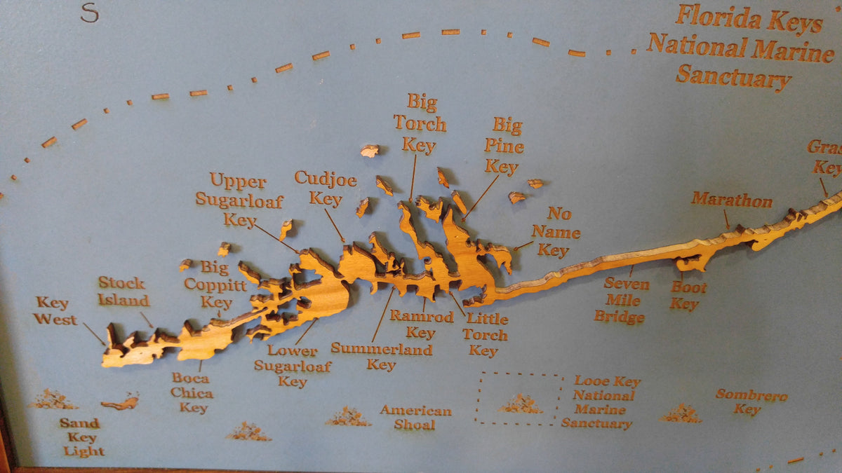 Key West, Florida - laser cut wood map| Personal Handcrafted Displays