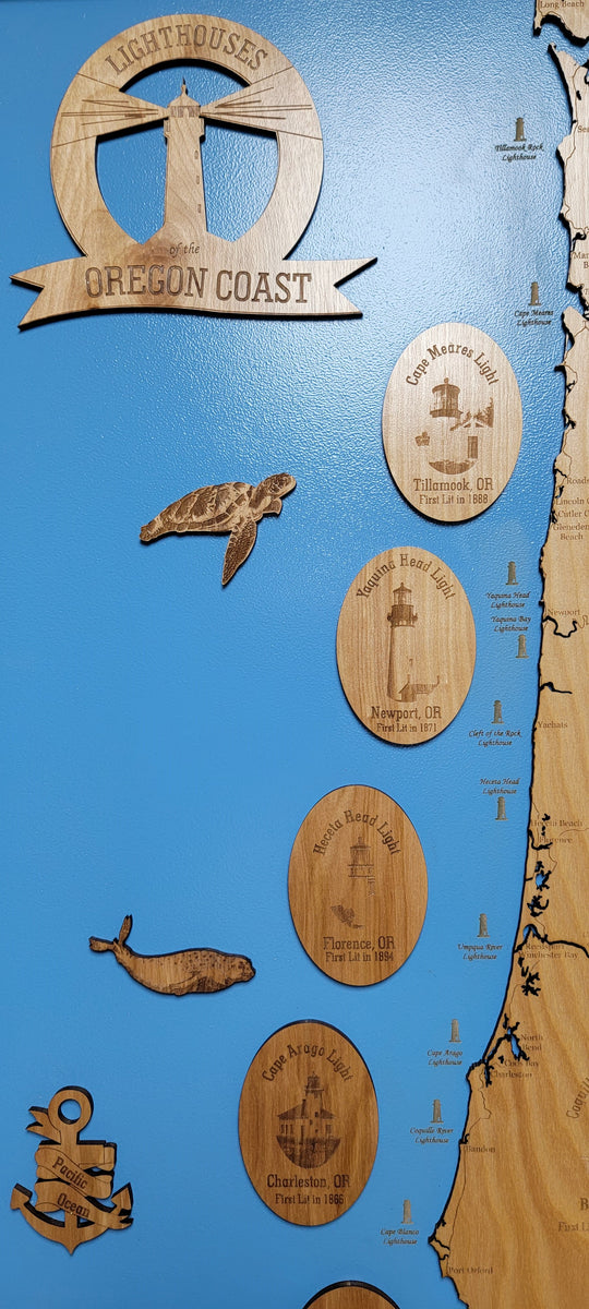 Oregon Coast - Laser Cut Wood Map| Personal Handcrafted Displays