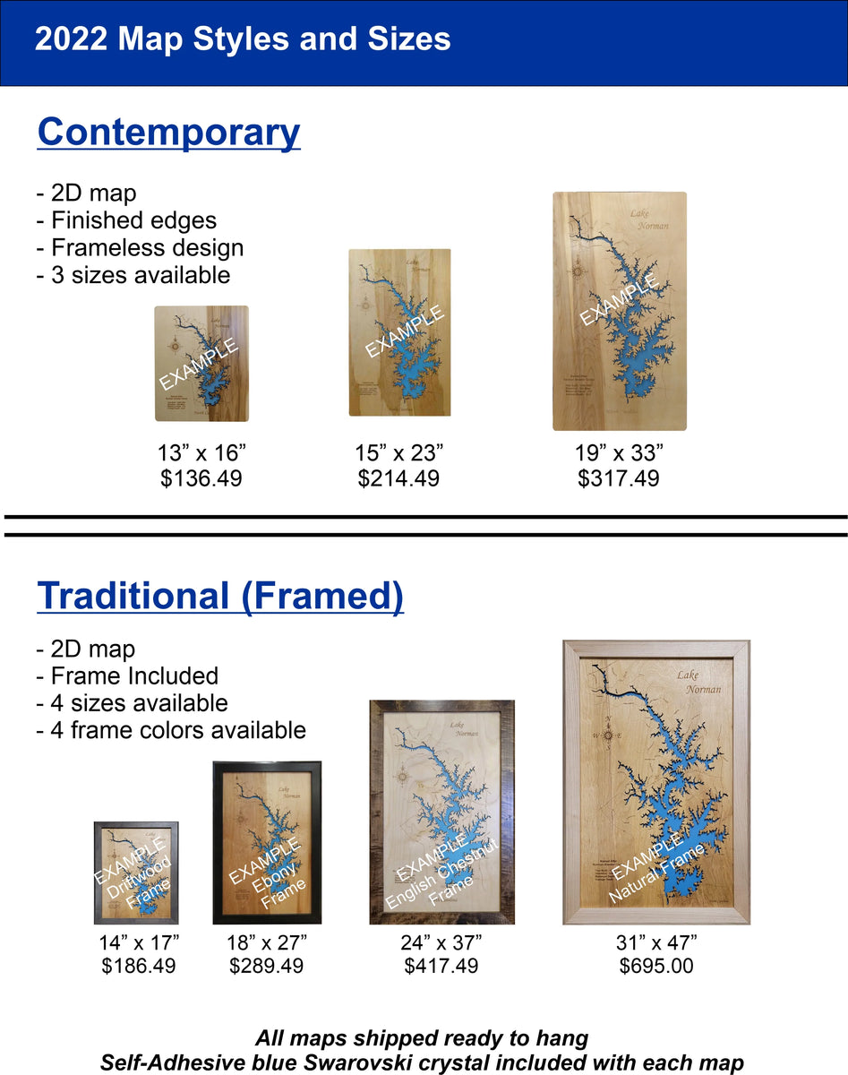 Lake Bob Sandlin, TX - Laser Cut Wood Map| Personal Handcrafted Displays