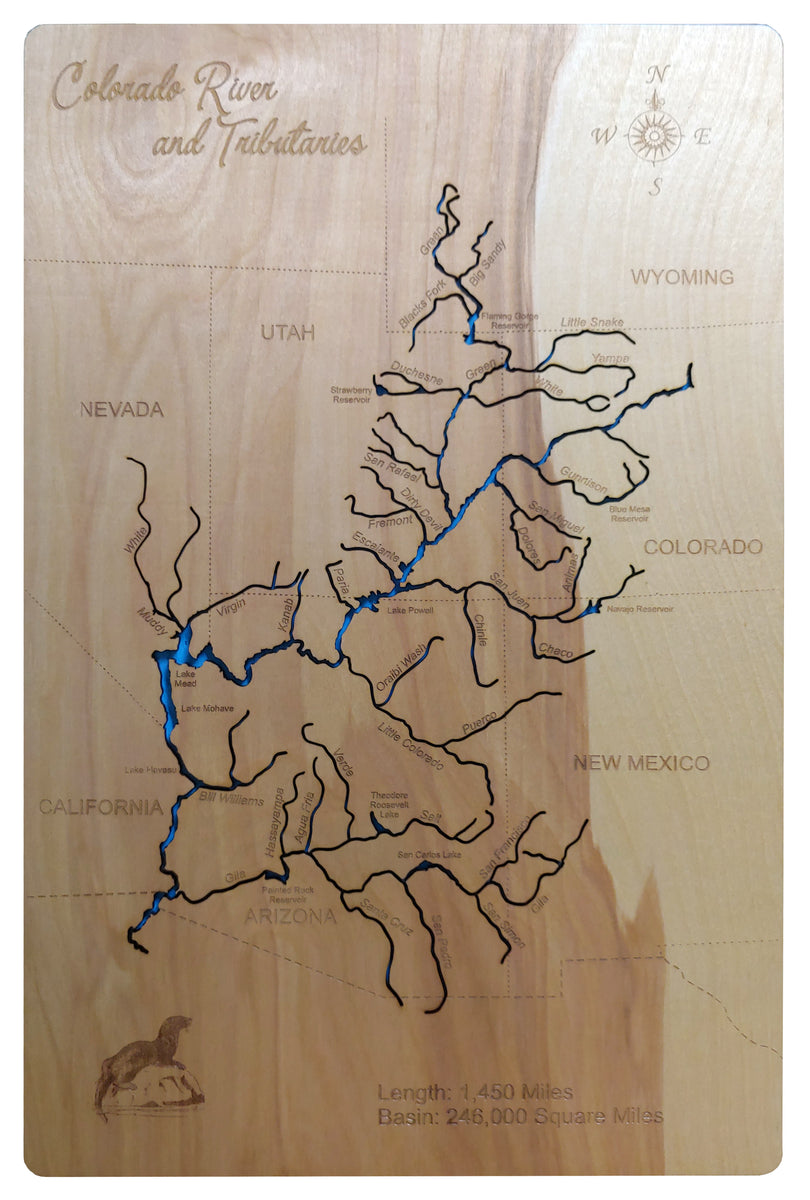 Colorado River and its Tributaries - Laser Cut Wood Map| Personal ...