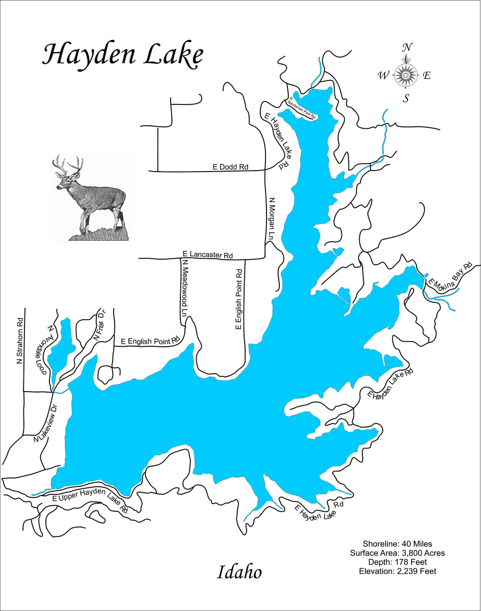 Hayden Lake, Idaho - Laser Cut Wood Map| Personal Handcrafted Displays