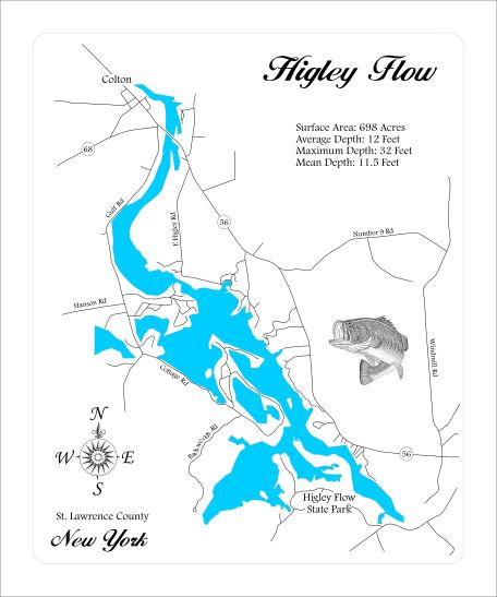 Higley Flow, New York - Laser Cut Wood Map| Personal Handcrafted Displays
