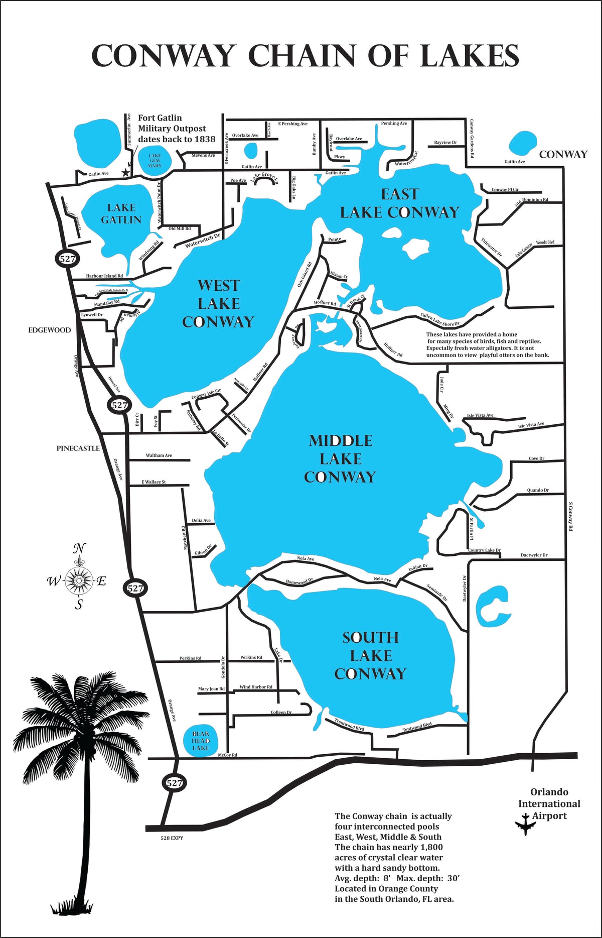 Conway Chain of Lakes, Florida - Laser Cut Wood Map| Personal ...