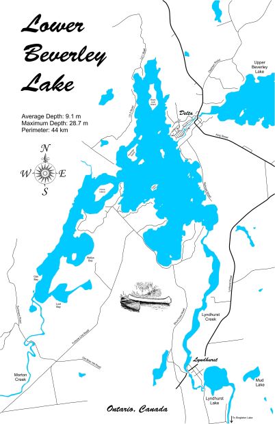 Lower Beverley Lake, Ontario - Laser Cut Wood Map| Personal Handcrafted ...