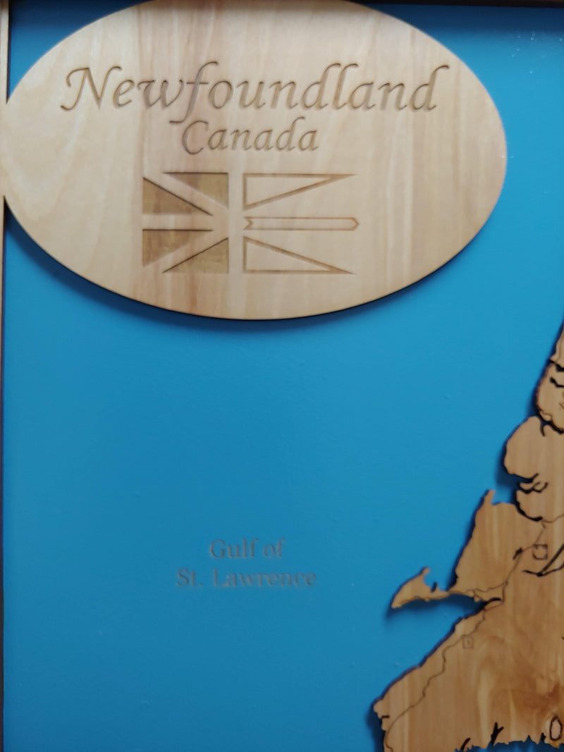 Newfoundland, Canada - laser cut wood map| Personal Handcrafted Displays