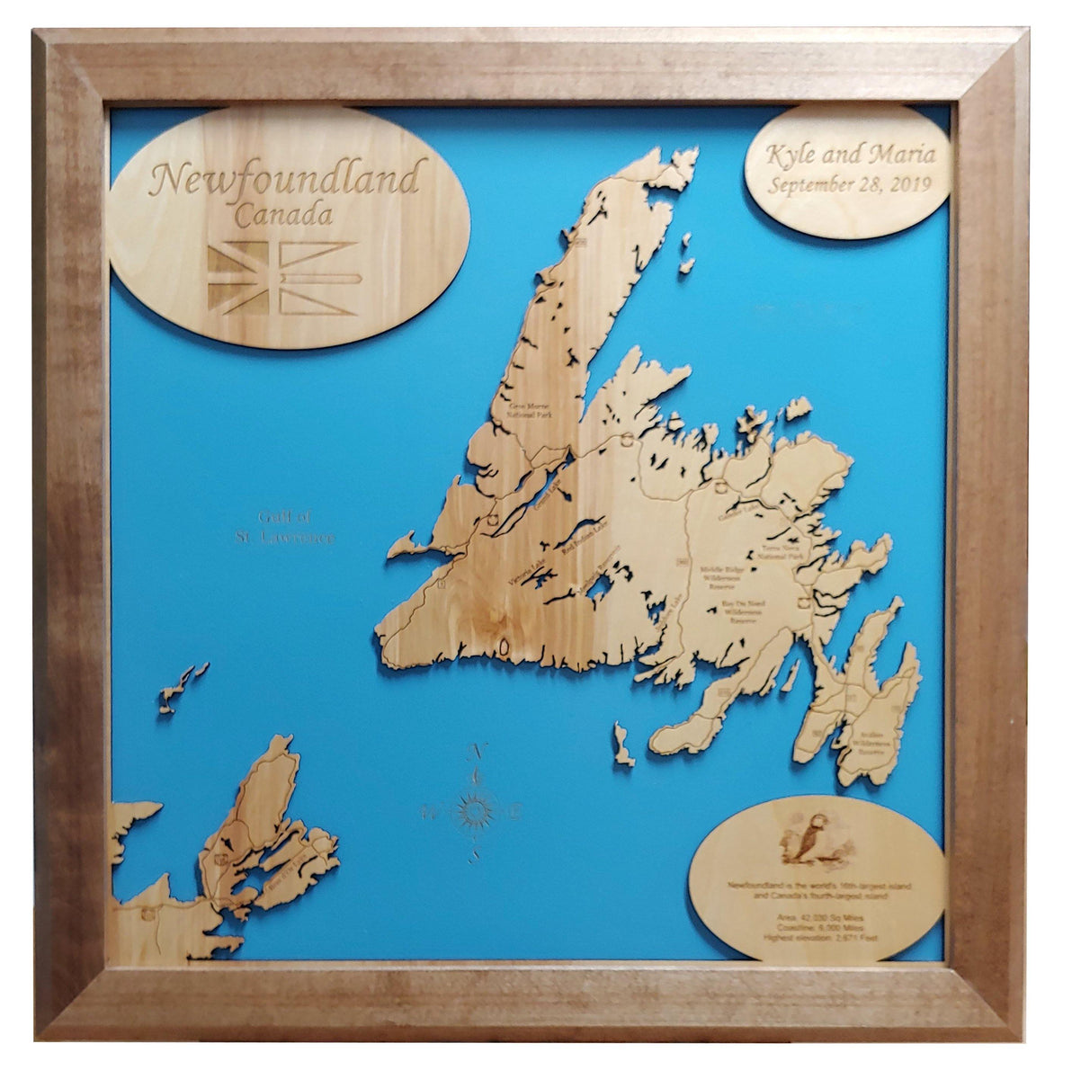 Newfoundland, Canada - laser cut wood map| Personal Handcrafted Displays