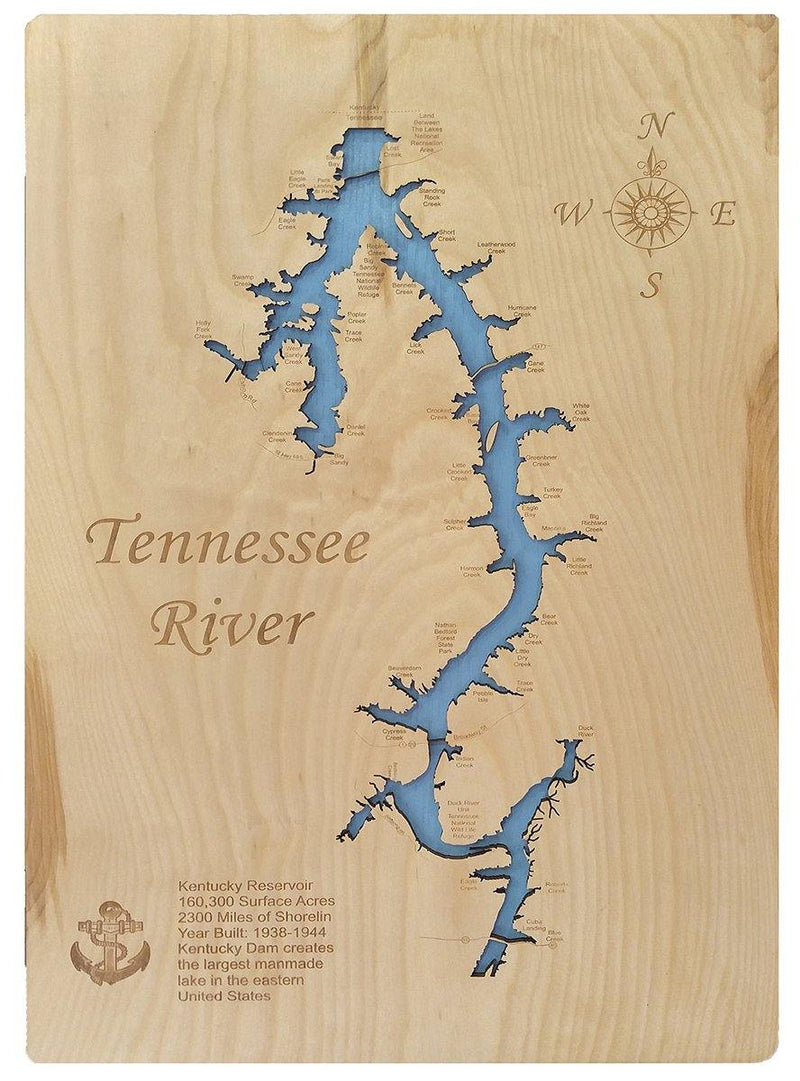 Tennessee River, Tennessee - laser cut wood map| Personal Handcrafted ...