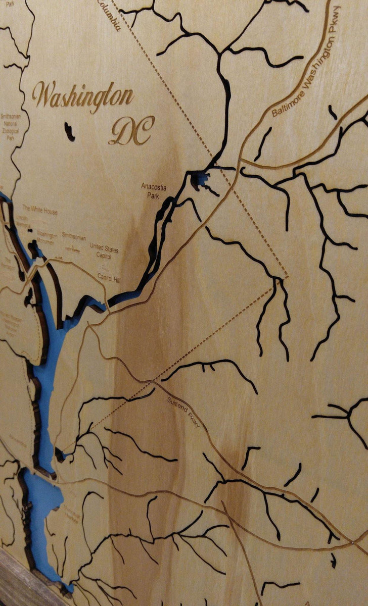 Washington DC Laser Cut Map| Personal Handcrafted Displays