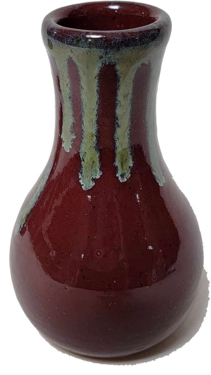 Firebrick Red and Seaweed Bottle Vase| Personal Handcrafted Displays
