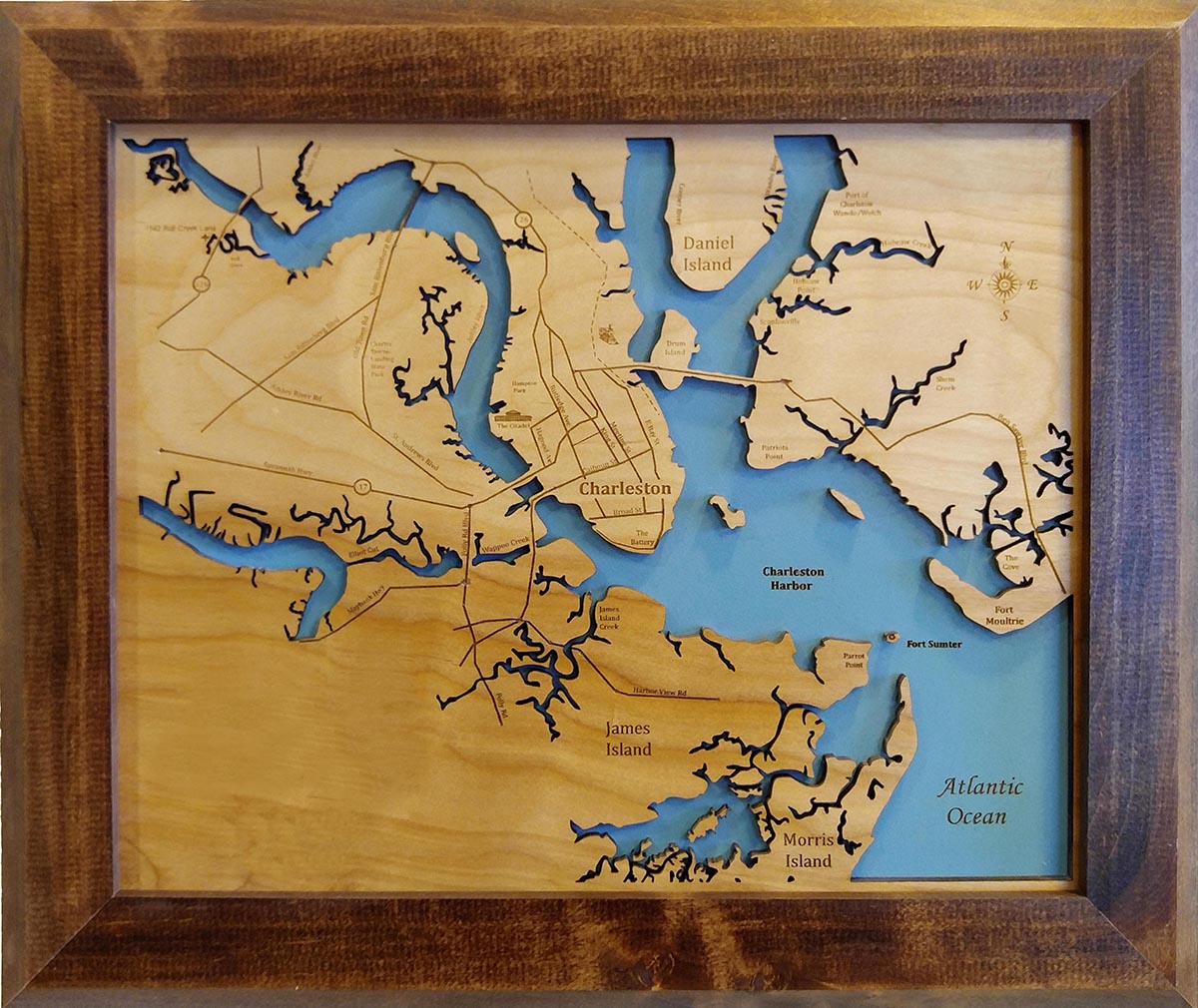 Charleston, South Carolina - Coastal Map - laser cut wood map| Personal ...
