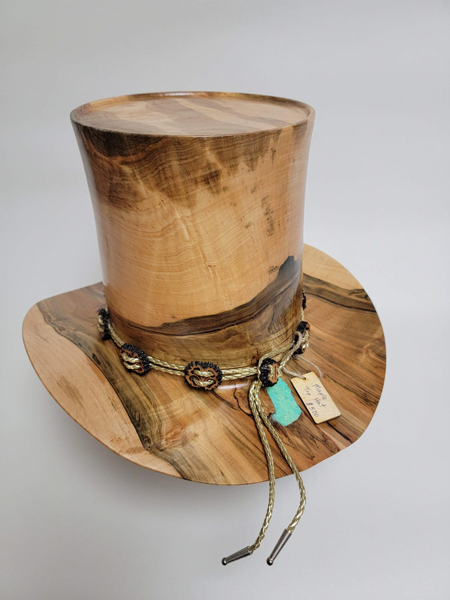 Maple with Turquoise Cowboy Hat #278 - Rare Wood Turned Men's Headwear ...