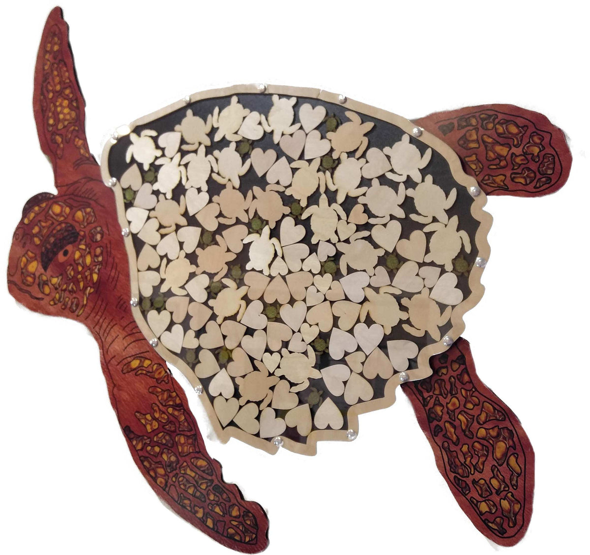 Sea Turtle Guest Book Wood Shadow Box with Multi-sized Signing Charms ...