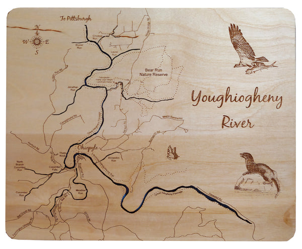 Youghiogheny River, Pennsylvania - laser cut wood map| Personal ...